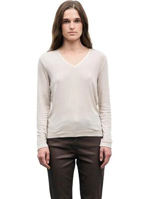Gerard Darel Belen Long Sleeve V-neck T-shirt - Beige