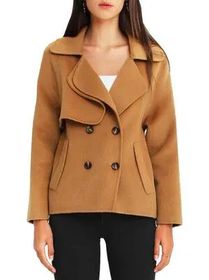 BELLE & BLOOM Double Breasted Wool Blend Coat - Camel