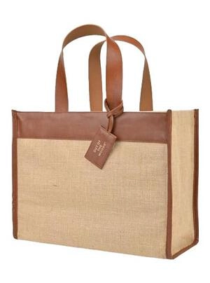 OUT OF THE WOODS Jute Trim Box Tote - Sahara