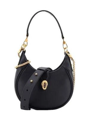 BVLGARI Serpenti Ellipse Crossbody Bag Leather Mini - Black