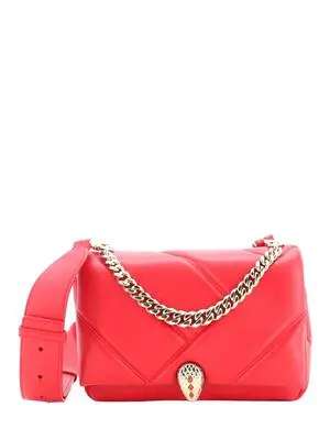 BVLGARI Serpenti Cabochon Messenger Bag Diagonal Quilted Leather Small - Red