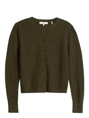 FRAME Honeycomb Cashmere Cardigan - Deep Olive