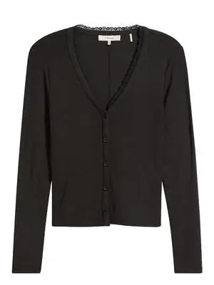 FRAME Rib Trim Cardigan - Black