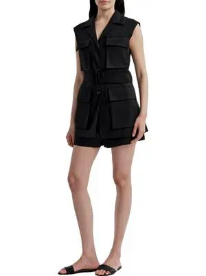 A.L.C. Cameron Linen Blend Belted Vest - Black