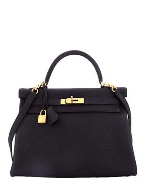 Hermès Kelly Handbag Togo With Gold Hardware 32 - Black