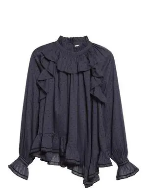 Ulla Johnson Marcella Clip Dot Ruffle Top - Nightfall
