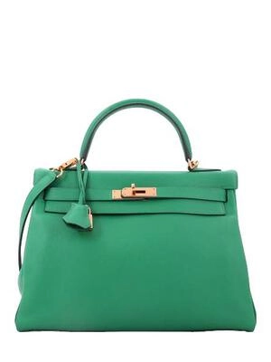 Hermès Kelly Handbag Evercolor With Gold Hardware 32 - Green