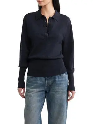 DL1961 November Long Sleeve Wool Polo - Navy