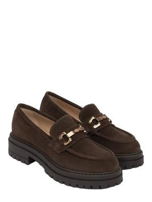 NEROGIARDINI Lug Sole Loafers With Bit Hardware - Chocolate