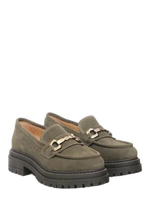 NEROGIARDINI Lug Sole Loafers With Bit Hardware - Olive