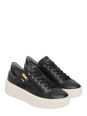 NEROGIARDINI Platform Side Zip Sneaker - Black