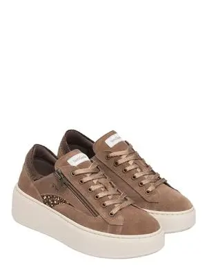 NEROGIARDINI Platform Side Zip Sneaker - Mocha
