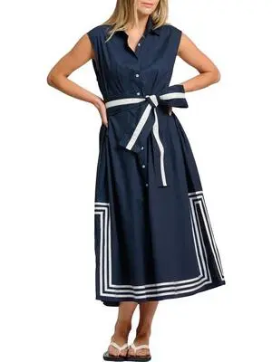 SHIRTY Cassie Sleeveless Cotton Midi Shirtdress - French Navy