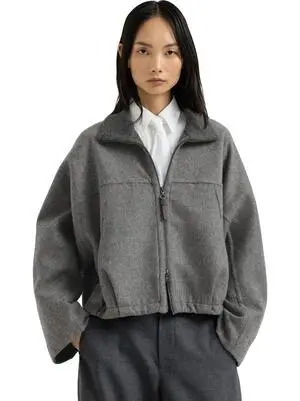 Brunello Cucinelli Hand-crafted Virgin Wool Double Cloth Bomber Jacket - Dark Grey