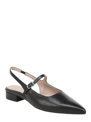 Naturalizer Sadie Pointed Toe Slingback Block Heel Pumps - Black Leather