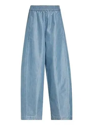 Emporio Armani Wide Leg Trousers With Elasticated Waist - Denim