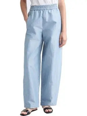 Emporio Armani Wide Leg Trousers With Elasticated Waist - Denim