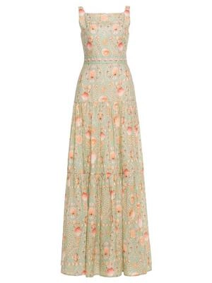 Agua Bendita Abeja Playa Maxi Linen Dress - Green