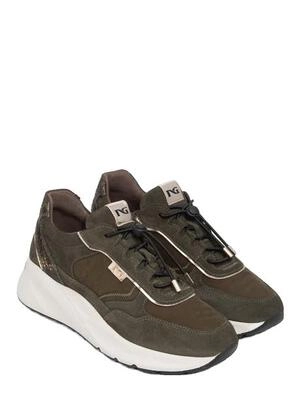 NEROGIARDINI Bungee Lace Up Platform Sneakers - Olive