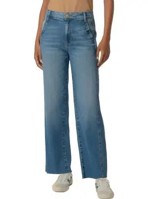 Kut From The Kloth Charlotte High Waist Wide Leg Jeans With Raw Hem - Artisan