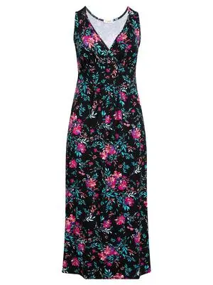 Loveappella Empire Waist Maxi Dress - Black/fuchsia