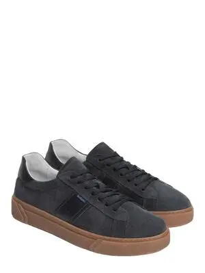 NEROGIARDINI Suede Low Top Sneakers - Navy