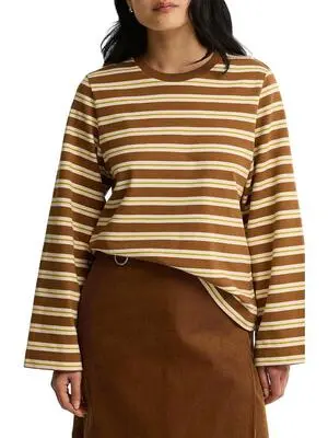Barbour Maplewood Striped Long Sleeve T-shirt - Tan/birch