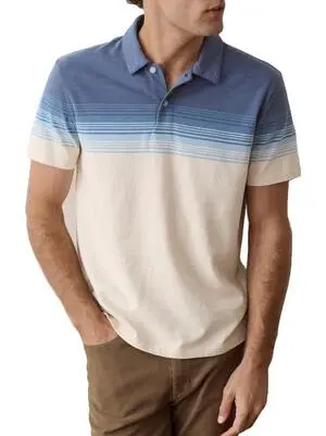 Marine Layer Luxe Slub Organic Cotton Pocket Polo - Navy/white