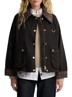 Barbour Icons Tartan Collar Spey Waxed Cotton Jacket - Rustic/muted