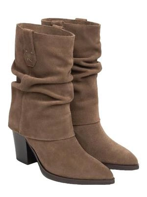 NEROGIARDINI Slouchy Leather Western Boots - Bark