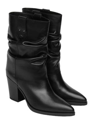 NEROGIARDINI Slouchy Leather Western Boots - Black