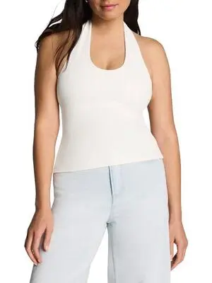 Spanx Halter Neck Ribbed Tank Top - Ivory