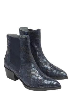 NEROGIARDINI Metallic Embossed Leather Chelsea Boots - Blue
