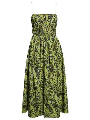 Ulla Johnson Vidri Midi Cotton Dress - Chartreuse