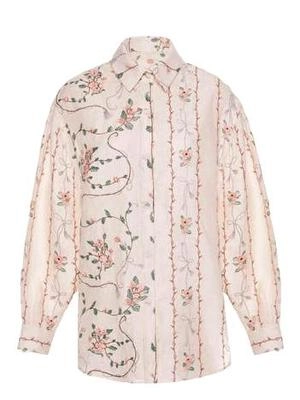 Agua Bendita Cecilia Navegante Embroidered Linen Shirt - Ivory