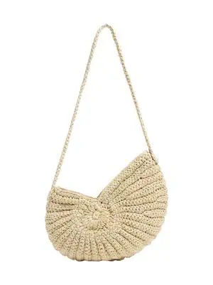 Stoney Clover Lane Shell Spiral Raffia Crossbody Bag - Natural