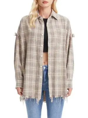 BAYEAS Plaid Cotton Oversized Shirt - Catherine Gray Pattern