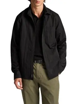 Vince Cotton Blend Zip Shirt Jacket - Black