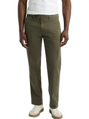 BRAX Evans Flat Front Straight Leg Chinos - Olive