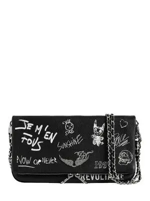 Zadig&Voltaire Rock Arty Tag Leather Clutch - Black