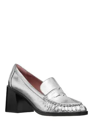 Kate Spade New York Metallic Leather Loafer Pumps - Silver