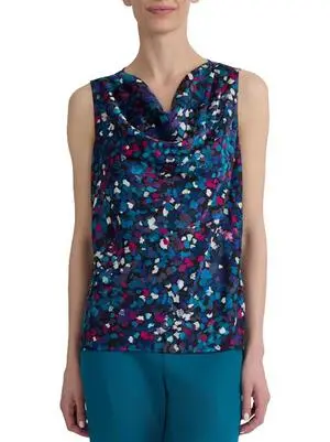 KASPER Cowl Neck Sleeveless Top - Black Multi