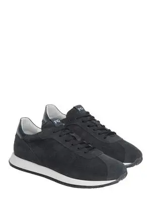 NEROGIARDINI Leather Lace-up Sneakers - Navy
