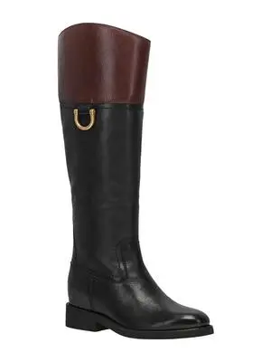 THE FRYE COMPANY Quinn Knee High Leather Boots With Harness Detail - Black/brown