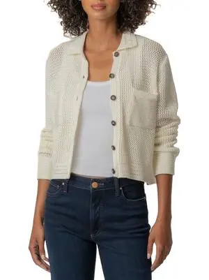 Kut From The Kloth Elena Button Front Pointelle Cardigan - Cream