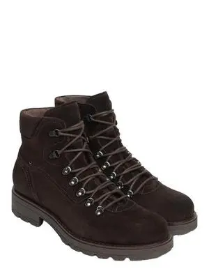 NEROGIARDINI Suede Lace-up Hiker Boots - Chocolate