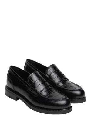 NEROGIARDINI Leather And Calf Hair Penny Loafer - Black