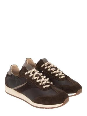 NEROGIARDINI Leather And Suede Low Top Sneakers - Chocolate