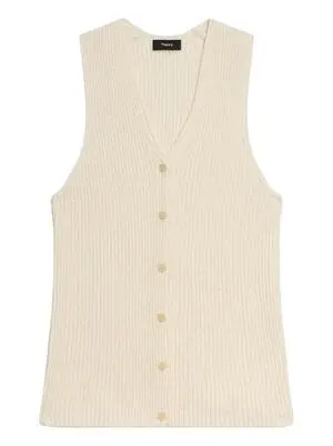 Theory Cotton Sweater Vest - Ivory