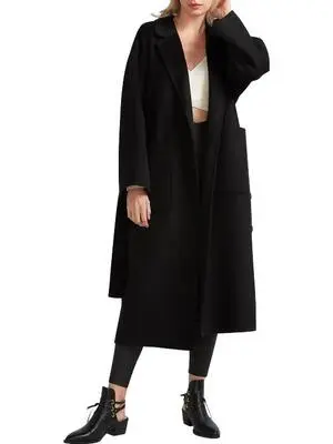 BELLE & BLOOM Belle & Bloom Wide Awake Split Hem Wool Blend Coat Black